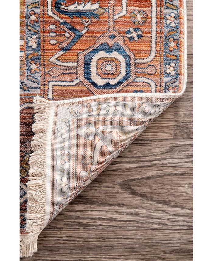 nuLoom Mystic Ehtel Medallion Fringe Rust 6'7" x 9'4" Area Rug - Macy's