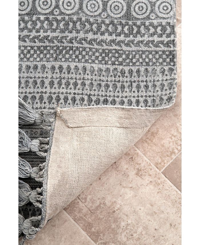 nuLoom Cherai Flatweave Talbert Aztec Mist 7'6" x 9'6" Area Rug - Macy's