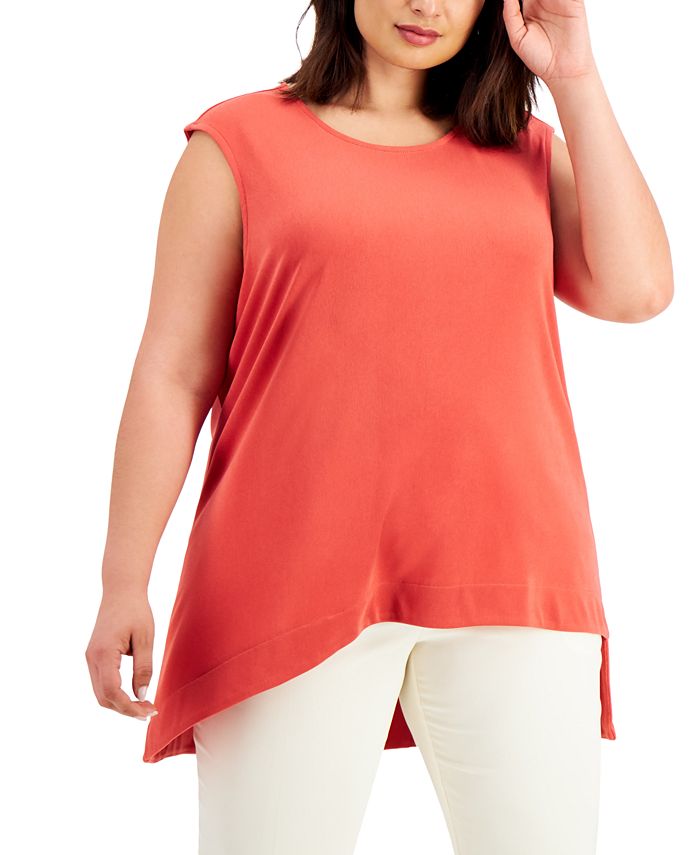 Alfani Plus Size Asymmetrical High-Low Top, Created for Macy's - Macy's