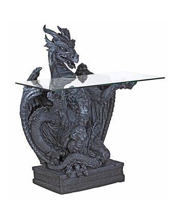 Design Toscano the Subservient Dragon Glass-Topped Sculptural Table ...