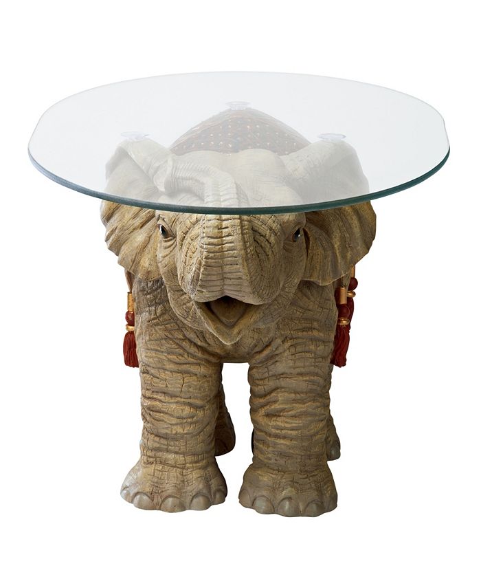 Design Toscano Jaipur Elephant Festival Glass-Topped Cocktail Table ...