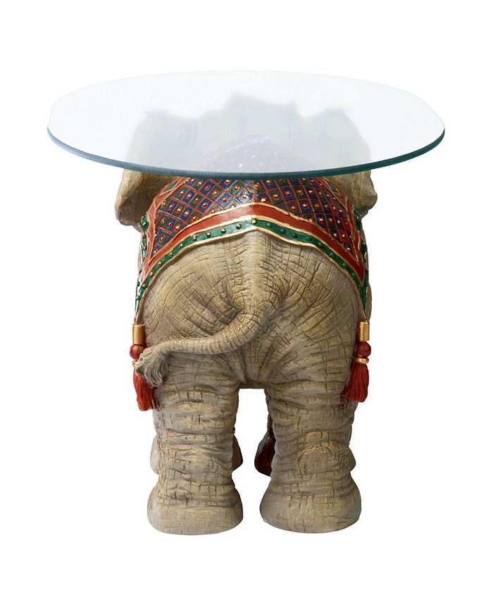 Design Toscano Jaipur Elephant Festival Glass-Topped Cocktail Table ...