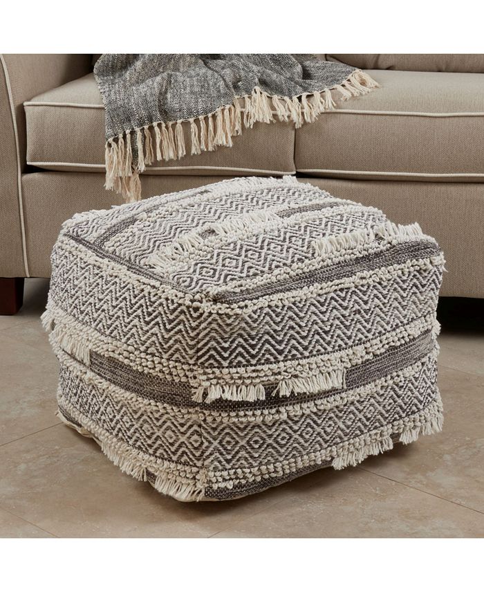 Saro Lifestyle Textured Handwoven Floor Pouf - Macy's