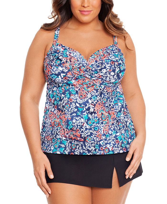 Swim Solutions Plus Size Underwire Tankini Top And Bottoms Created For