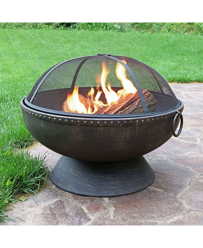 Sunnydaze Decor Outdoor Large Round Wood Burning Patio Fire Pit Bowl ...