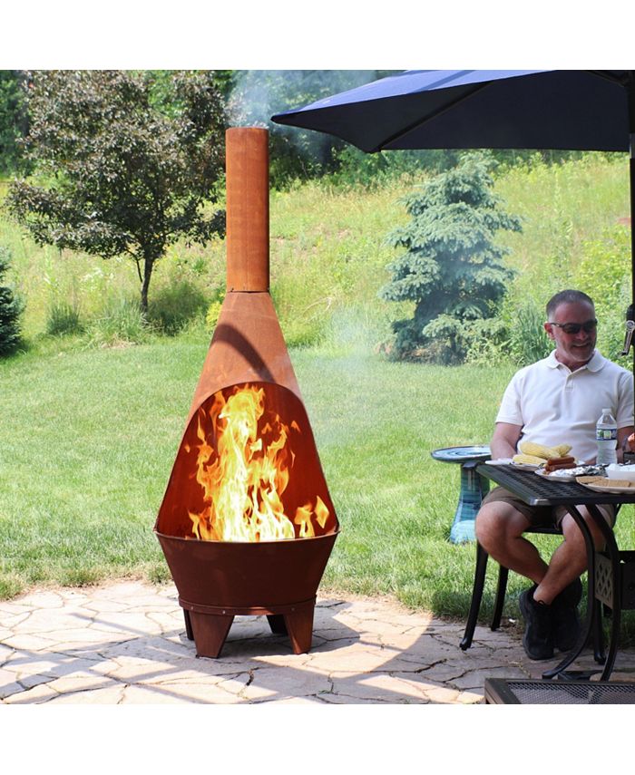 Sunnydaze Decor Outdoor Patio Wood-Burning Rustic Chiminea Fire Pit - Macy's