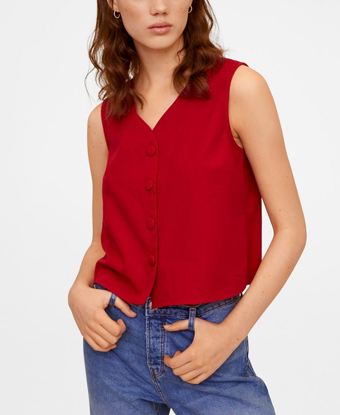 MANGO Buttons Cotton Top - Macy's