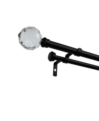 Exclusive Home Crystal Ball Double Curtain Rod and Finial Set, 66"-120 ...