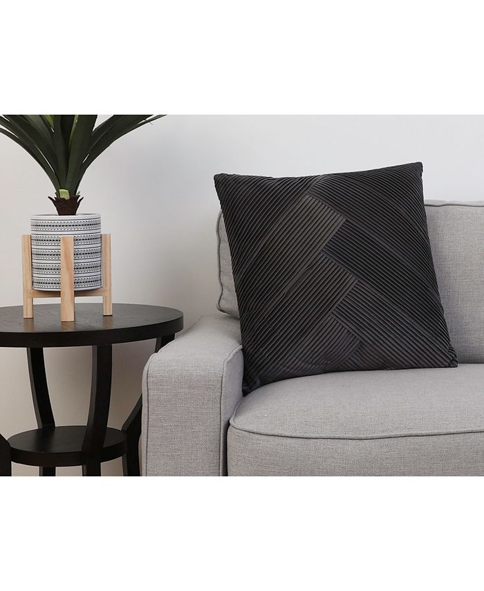 THRO 20x20 Abigail Pleated Velvet Pillow in Dark Gray - Macy's