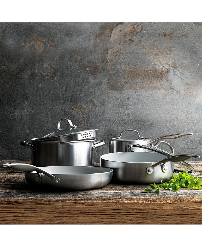 GreenPan Venice Pro Stainless Steel Ceramic 7-Pc. Cookware Set - Macy's