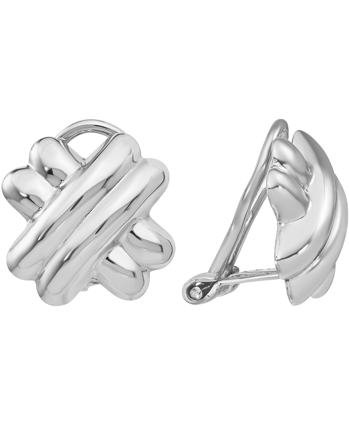 Click here for Polished Crisscross Clip-On Earrings - White Gold prices