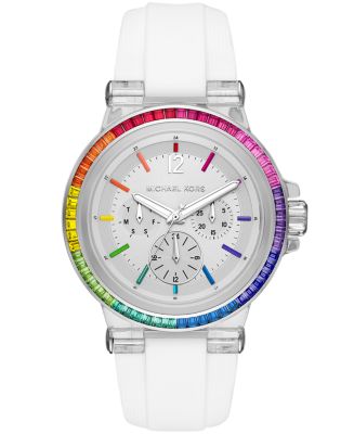 Michael Kors Dylan Multifunction White Silicone Watch - Macy's