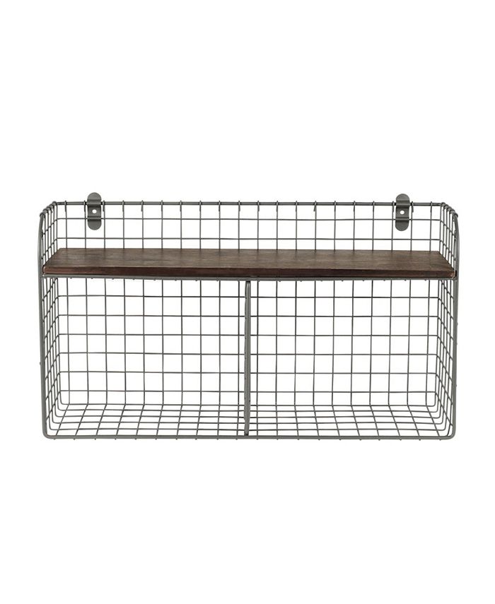 Spectrum Vintage-like Living Wall Mount Double Bin with Wood Shelf - Macy's