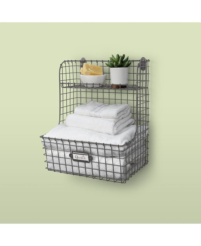 Spectrum Vintage-like Living Wall Mount Storage Bin with Shelf - Macy's