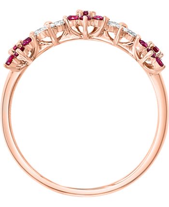 LALI Jewels Ruby (3/8 ct. t.w.) & Diamond (1/6 ct. t.w.) Flower Band in ...