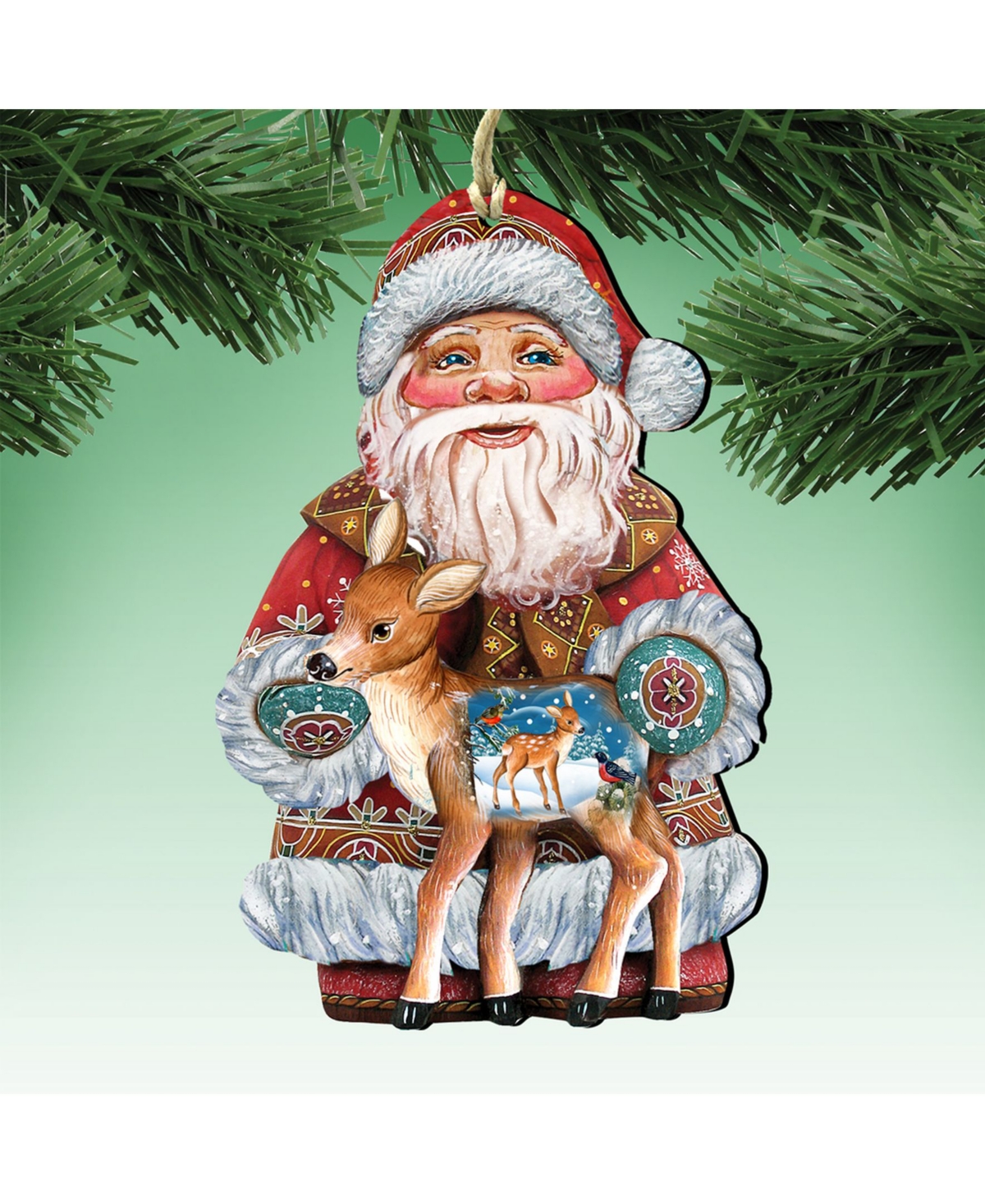 Click here for Designocracy Holiday Fawn Wooden Christmas Ornamen... prices
