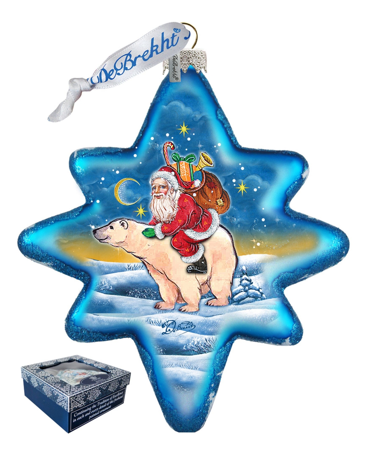 Click here for G.DeBrekht Ride to North Pole Santa Glass Ornament... prices