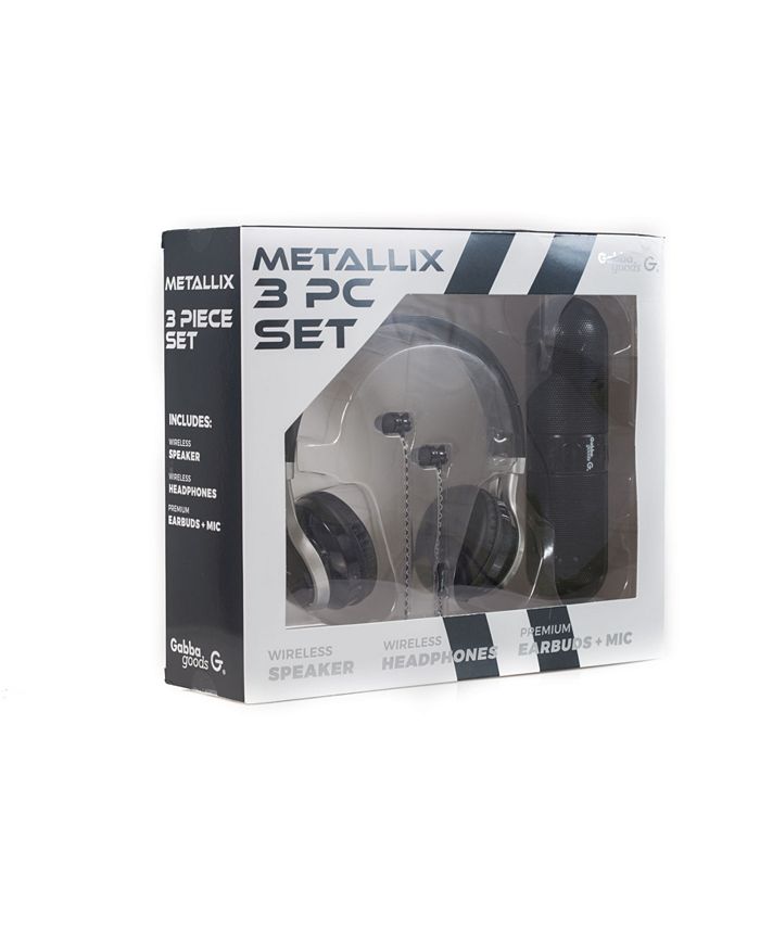 Gabba Goods Metallix 3 Piece Gift Set - Bluetooth Headphones, Bluetooth ...