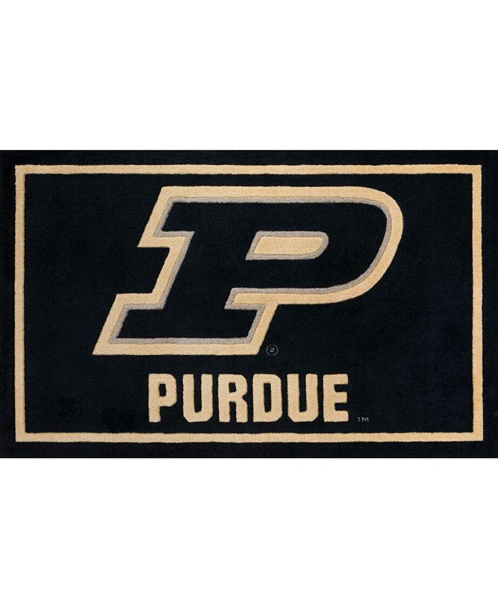 Luxury Sports Rugs Purdue Colpu Black 3'2" x 5'1" Area Rug - Macy's