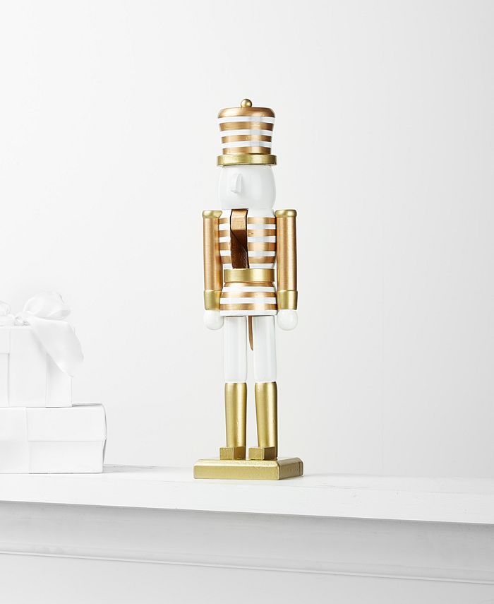 Holiday Lane Shine Bright Gold Stripe Nutcracker, Created for Macy's ...