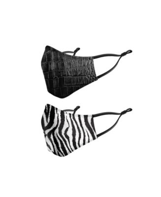 Adult 2-Pk Black Solid/Snake Print Mask Set - Macy's