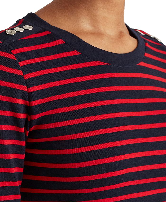 Lauren Ralph Lauren LRL Button Elbow Length Sleeve Top - Macy's