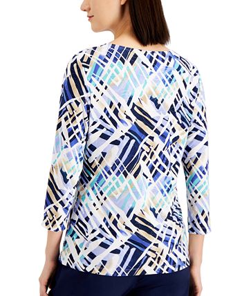 JM Collection Printed Jacquard Top, Created for Macy's - Macy's