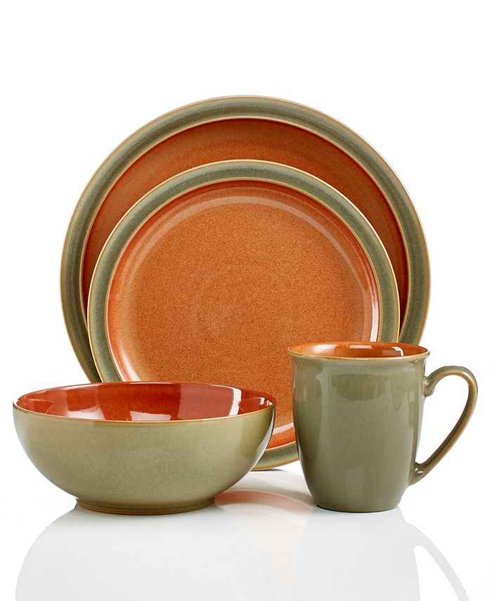 Denby Dinnerware, Duets Sage and Paprika 4 Piece Place Setting - Macy's