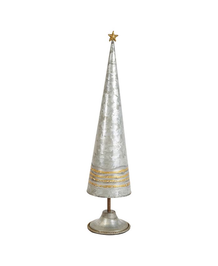CREATIVE CO-OP INC 22" Galvanized Metal Cone Tree with Gold-Tone Star ...