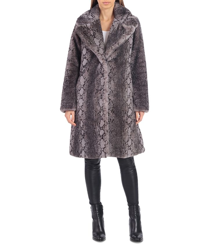 Avec Les Filles Python-Print Faux-Fur Coat - Macy's
