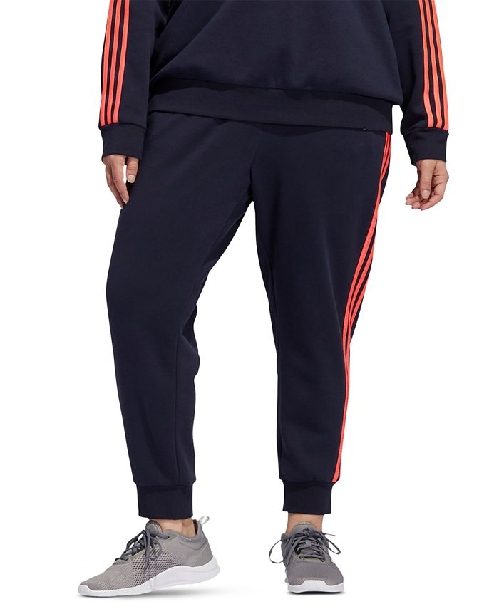 adidas Plus Size 3 Stripe Essential Fleece Jogger - Macy's