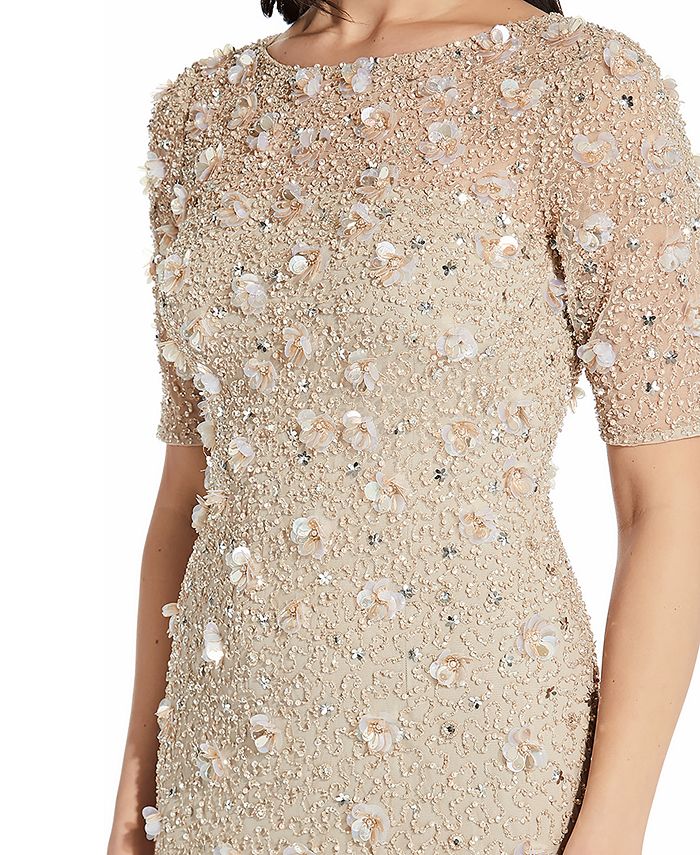 Adrianna Papell Beaded Floral Sheath Dress - Macy's