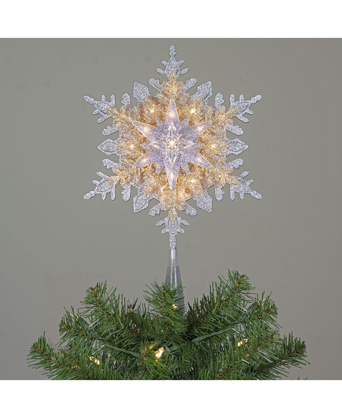 Northlight Lighted 3 Layer Snowflake Christmas Tree Topper-Clear Lights ...