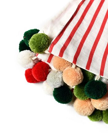 Coton Colors by Laura Johnson Stripe Tree Skirt with Pom Poms - Macy's