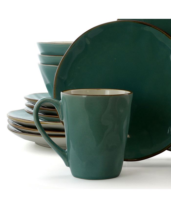 Elama Caribbean Tide 16 Piece Luxurious Stoneware Dinnerware Set - Macy's