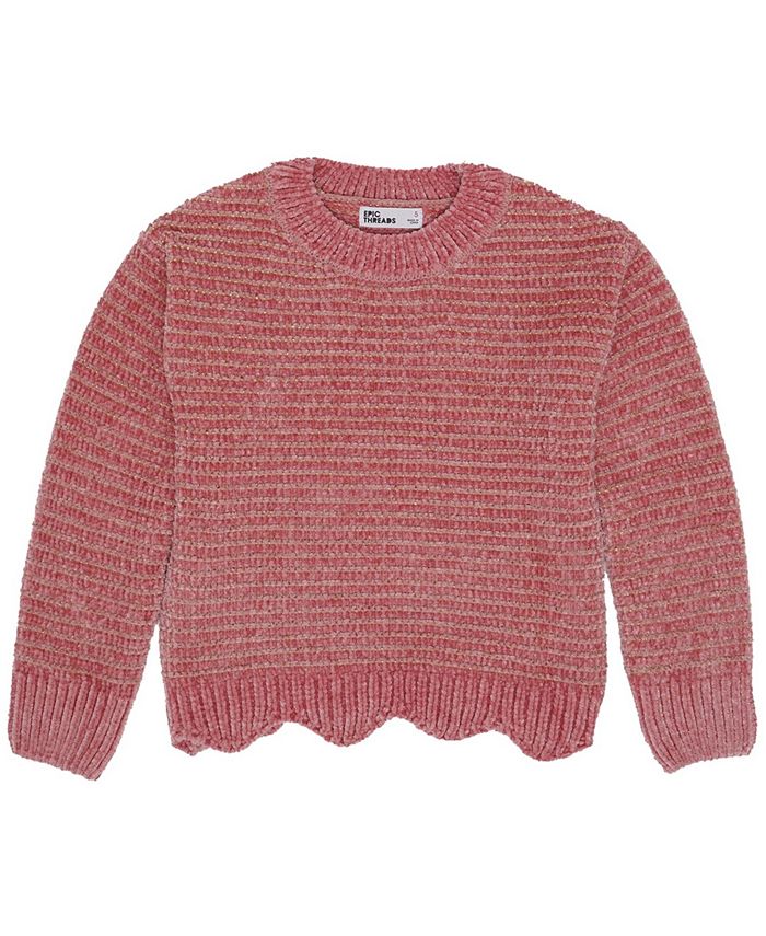 Epic Threads Toddler Girls Solid Scalloped Hem Knit Sweater - Macy's