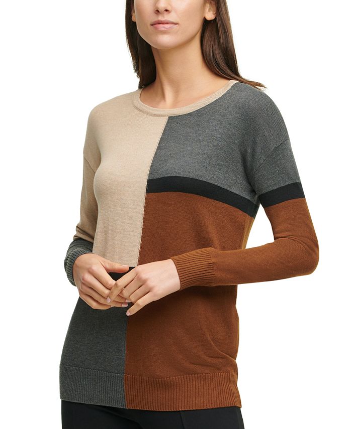 Calvin Klein Colorblocked Sweater & Reviews - Sweaters - Women - Macy's