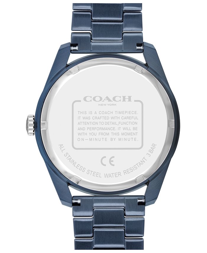 COACH Men's Preston Blue-Tone Bracelet Watch 44mm - Macy's