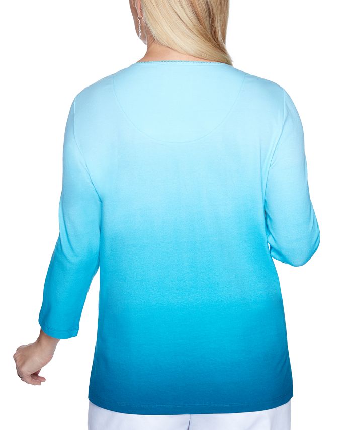 Alfred Dunner Petite Embroidered Ombre Knit Top - Macy's