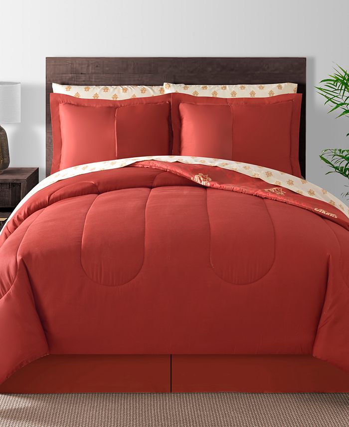 Fairfield Square Collection Golden Damask 8-Pc. Reversible Full ...