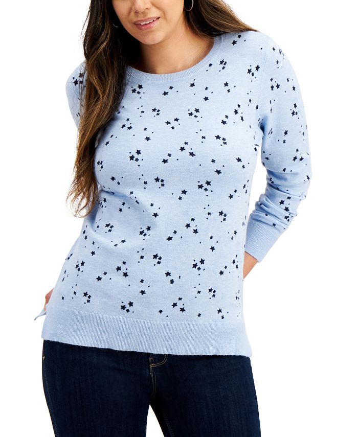 Style & Co Star-Print Sweater, Created for Macy's - Macy's