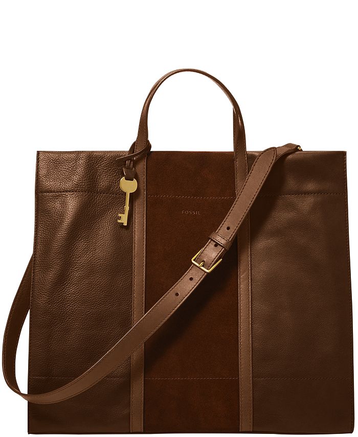 Fossil Women's Carmen Leather Tote with Applique Stripe - Macy's