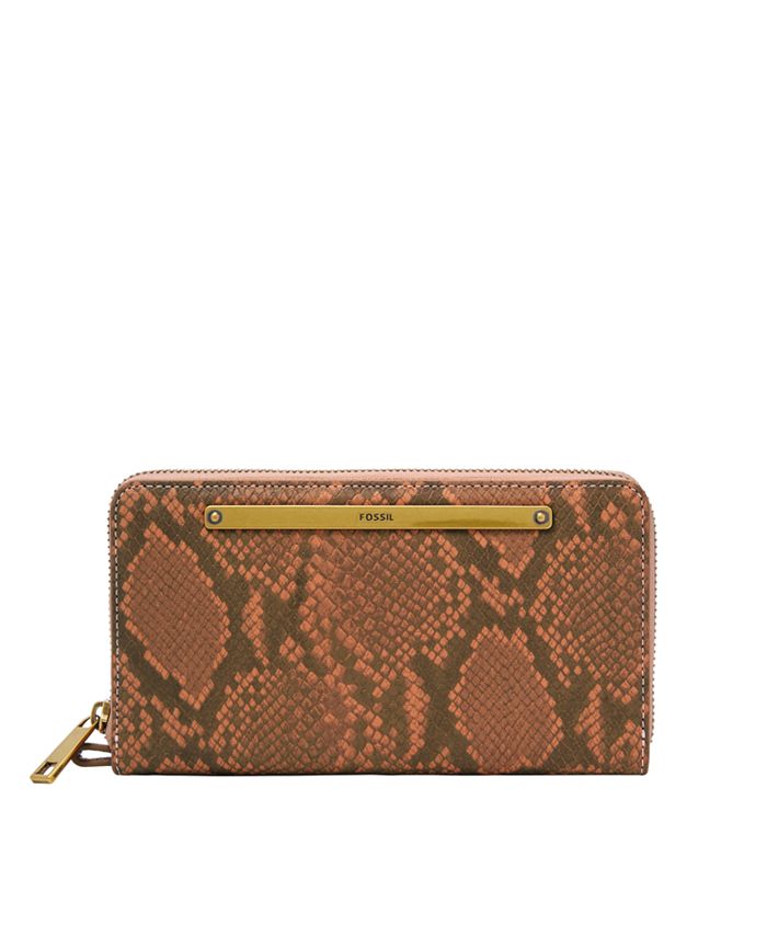 Fossil Women's Liza Leather Zip Around Wallet Wristlet - Macy's