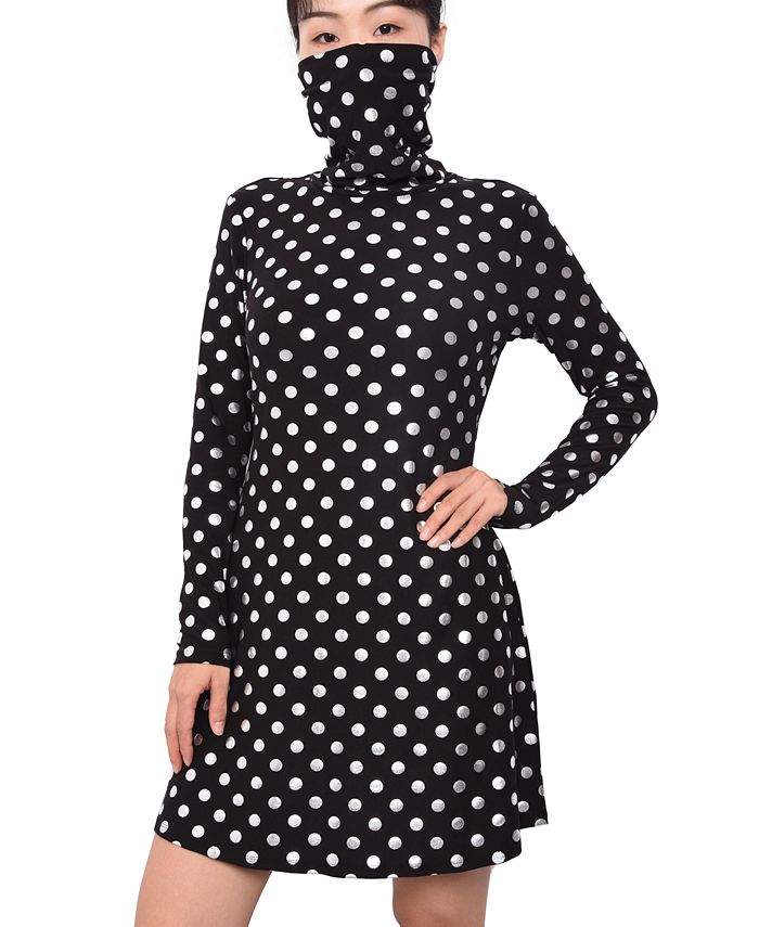 Planet Gold Juniors' Polka-Dot Turtleneck Dress - Macy's