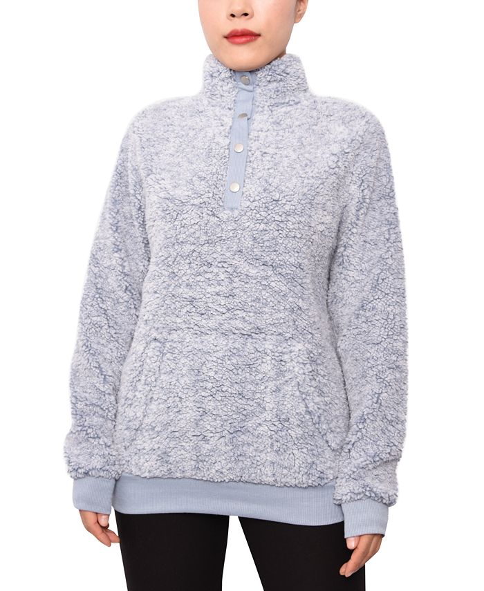 Planet Gold Juniors' Snap-Front Faux-Sherpa Top - Macy's
