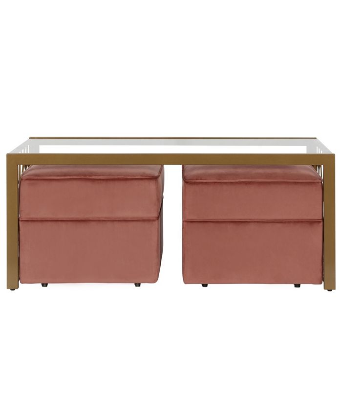 CosmoLiving Juliette Brass Coffee Table and Two Ottomans Set - Macy's