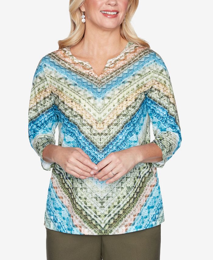 Alfred Dunner Women's Colorado Springs Chevron Top - Macy's