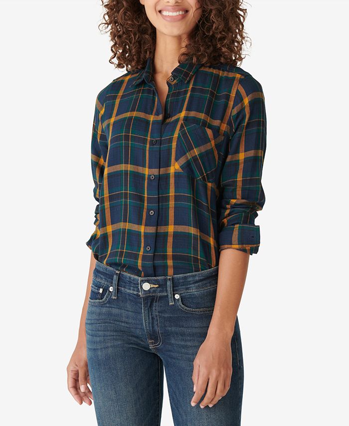 Lucky Brand Classic Plaid Flannel Shirt & Reviews - Tops - Women - Macy's