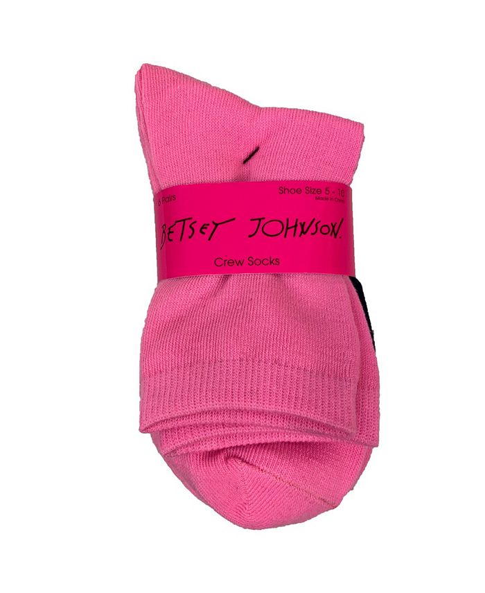 Betsey Johnson Solid Crew Sock, 6 Pack - Macy's
