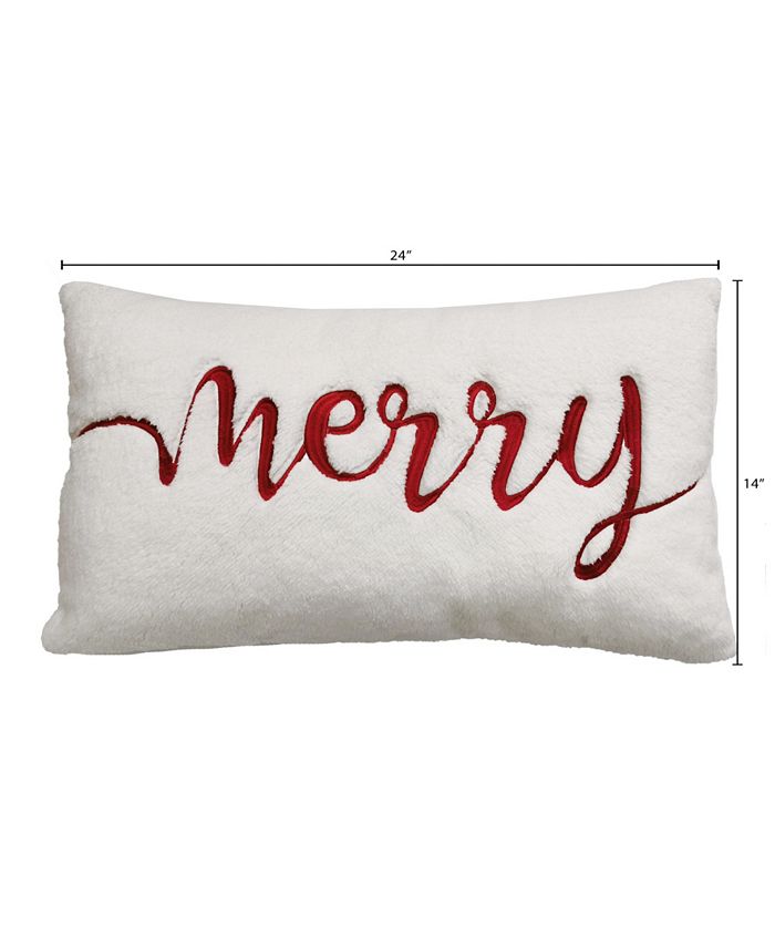 THRO Melanie Merry Embroidered Sherpa Pillow, 26" X 16" - Macy's